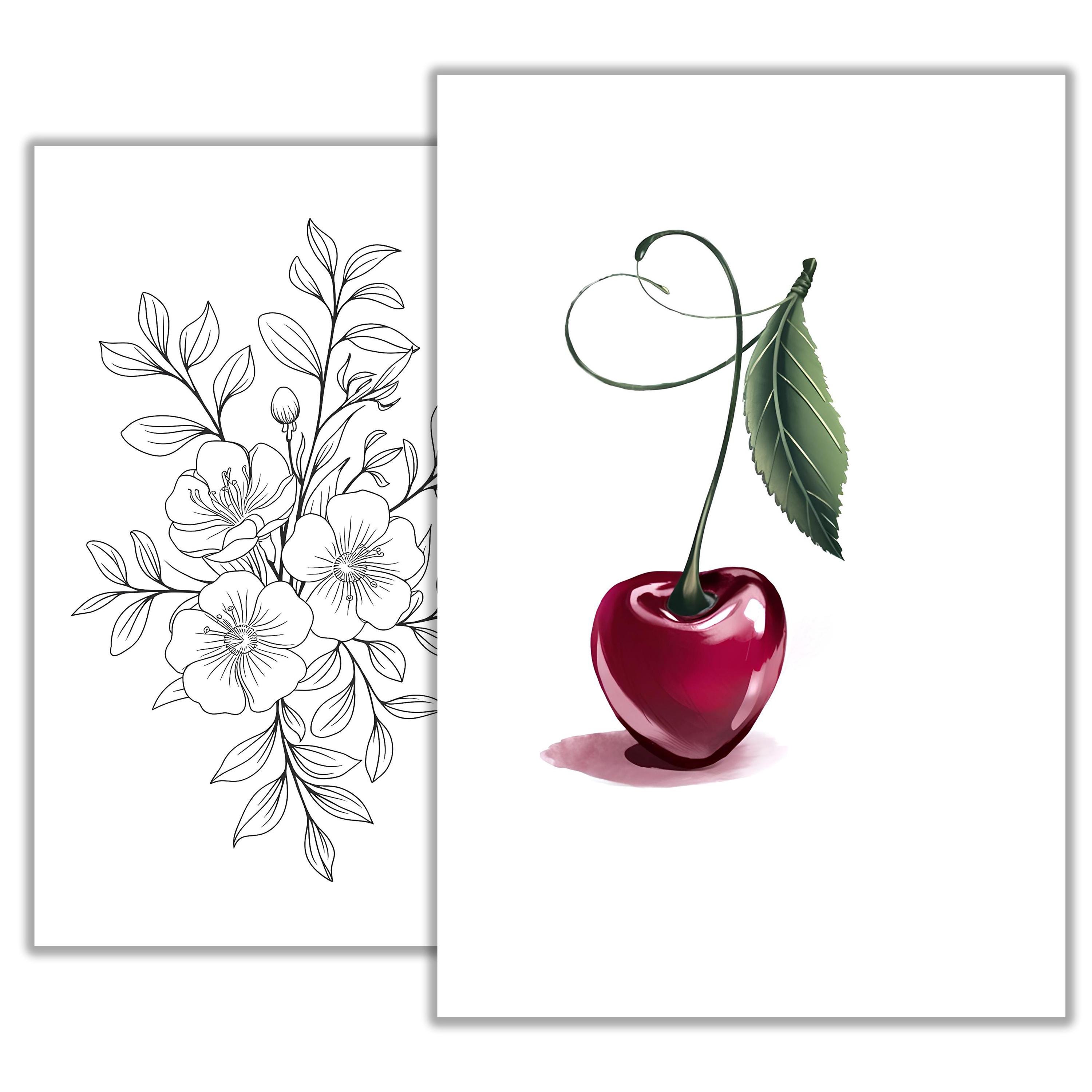 Cherry Tattoo Sketch – Cute and Stylish Custom Ink Design - Etsy