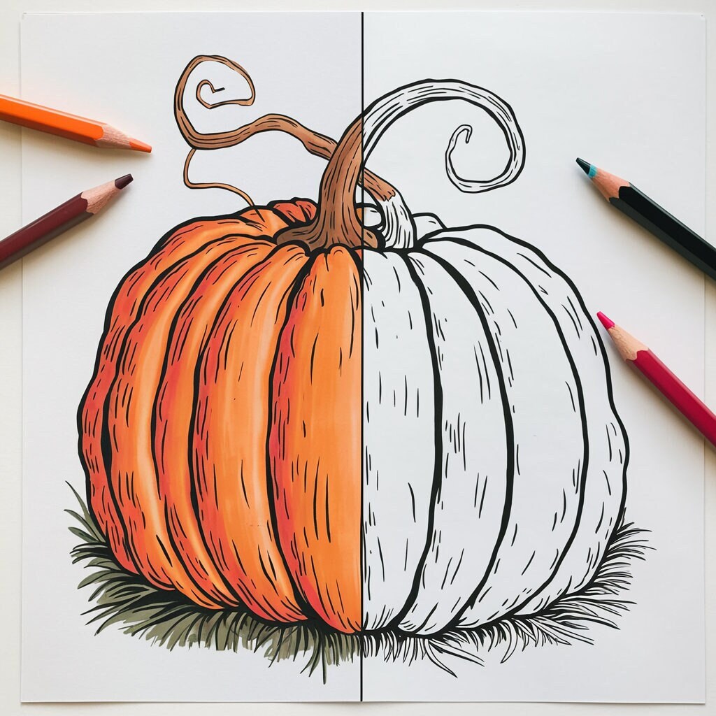 Printable Pumpkin Coloring Pages Fun & Festive Designs for All Ages - Etsy