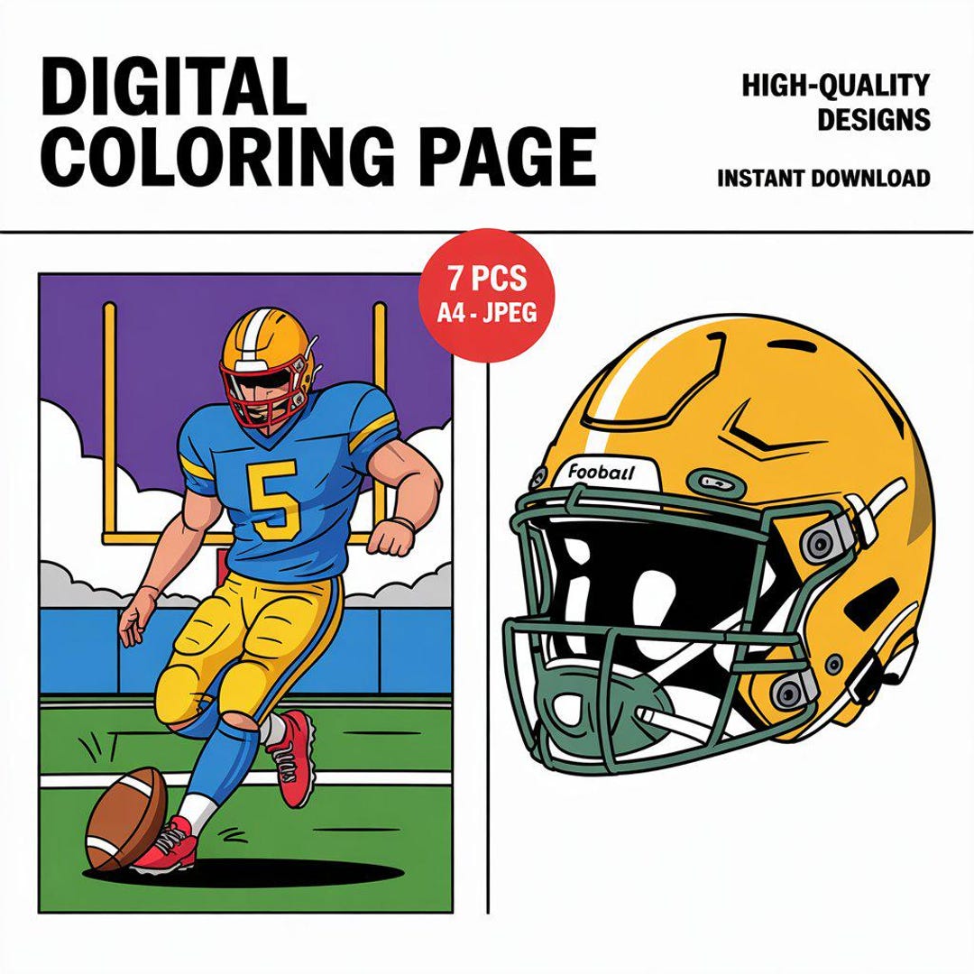 Football Coloring Page – Sports Activity Printable for Kids & Adults ...