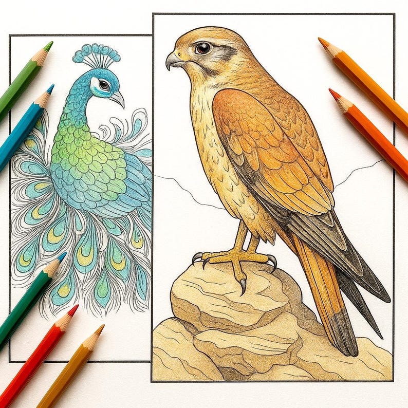 Birds Coloring Page – Intricate Printable Nature Art for Adults & Kids ...