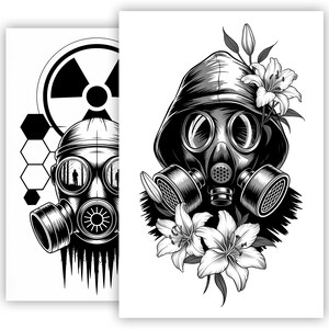 Gas Mask Tattoo Sketch – Post-apocalyptic Illustration, Dark Edgy Ink ...
