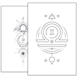 Libra Zodiac Tattoo Sketch | Scales Symbol Line Art | Astrological ...