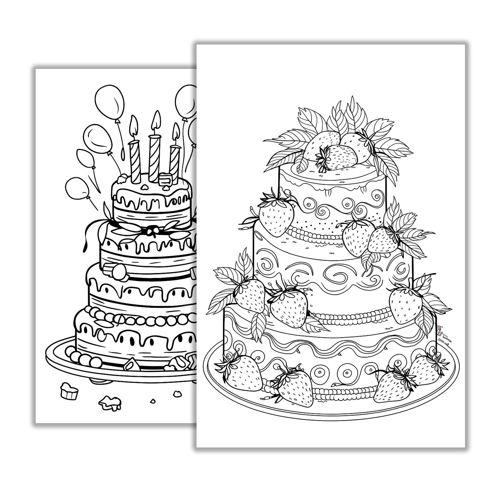 Cakes Coloring Page. Coloring Pages for Adults. Coloring Pages for ...