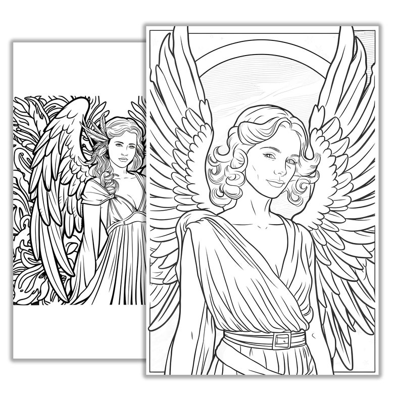 Angel Coloring Page – Printable Heavenly and Spiritual Art for Kids and ...
