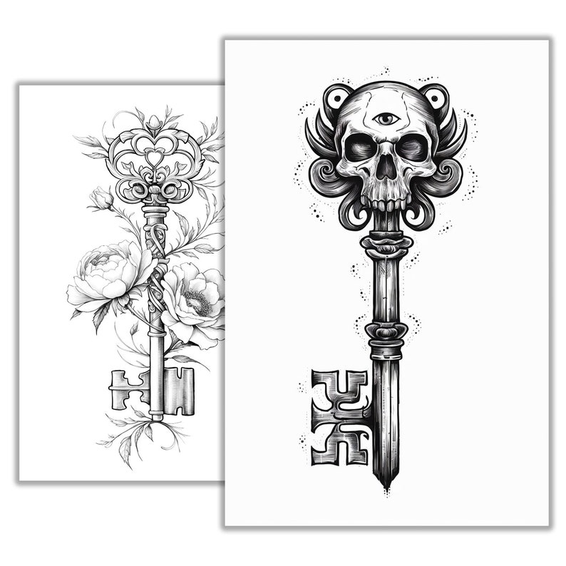 Key Tattoo Sketch | Intricate and Symbolic Design for Tattoo Artists ...