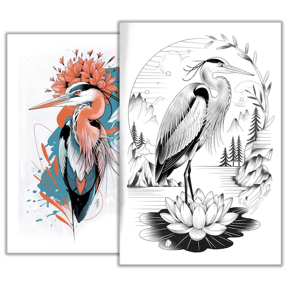 Blue Heron Tribal Tattoo