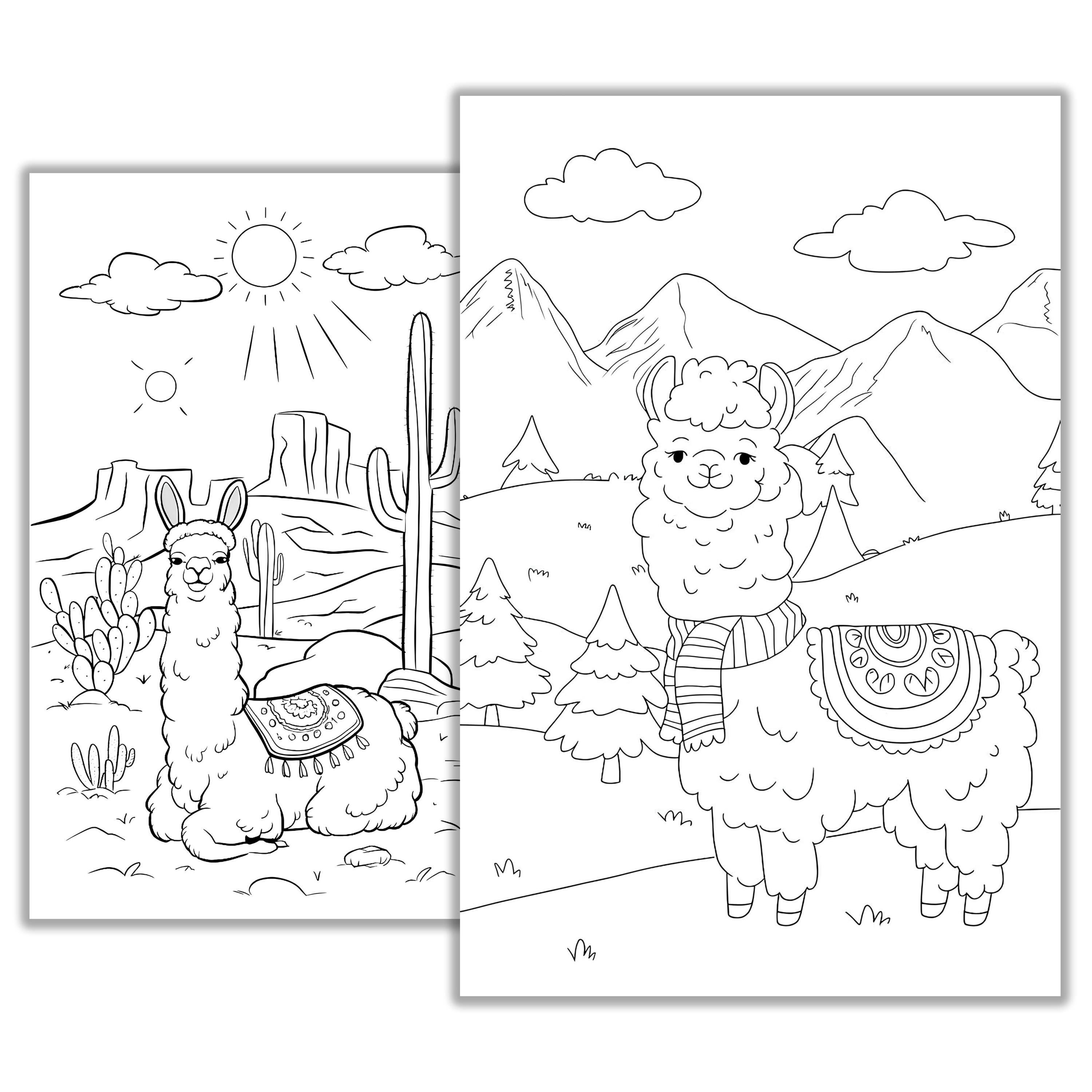 Llama Coloring Page – Cute Printable Coloring Sheet for Kids & Adults ...