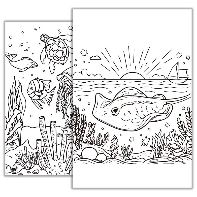 Underwater Exploration Coloring Page | Printable Ocean Adventure Art ...