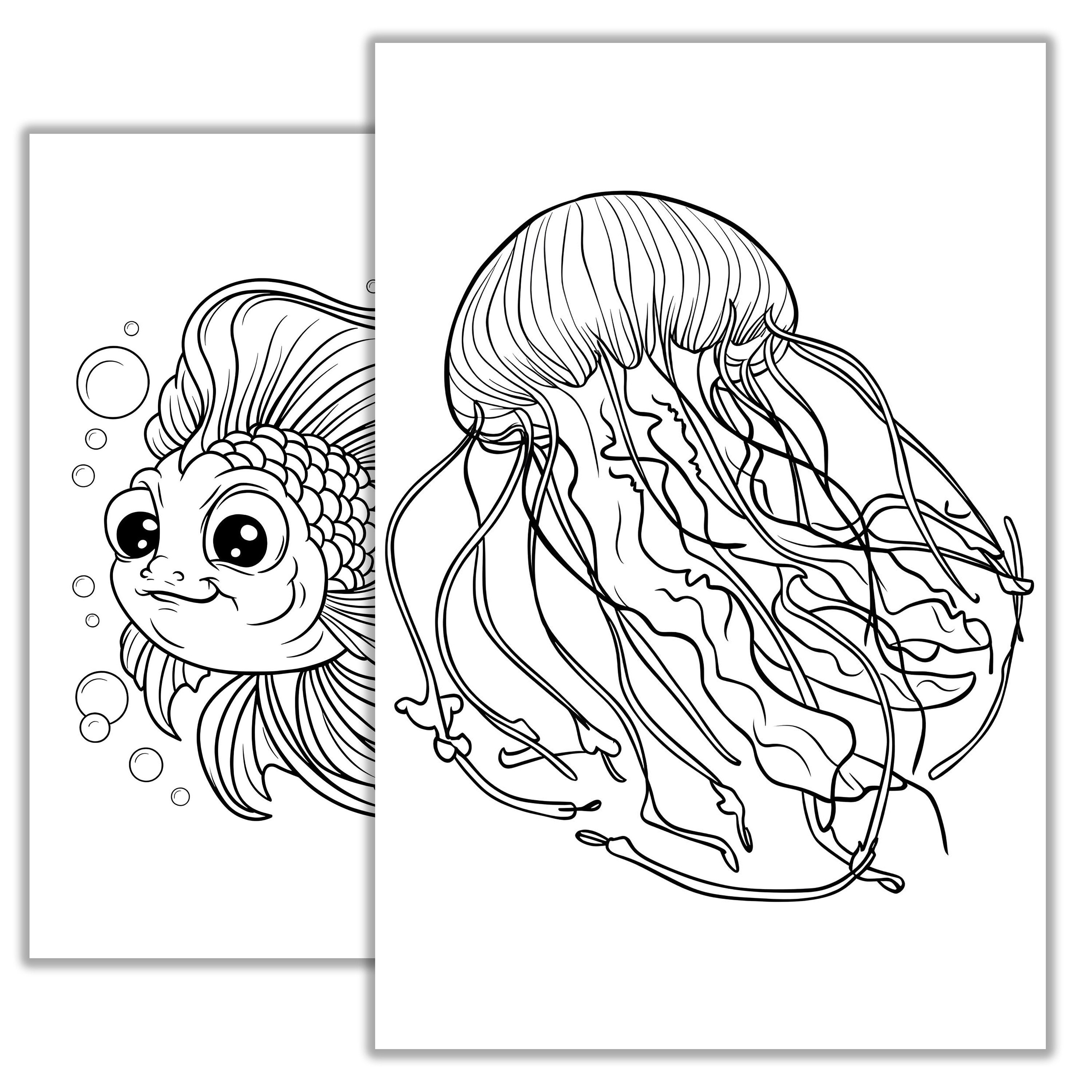 Underwater Exploration Coloring Page | Printable Ocean Adventure Art ...