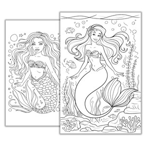 Mermaid Cartoon Coloring Pages – Cute Printable Fantasy Coloring Sheets ...