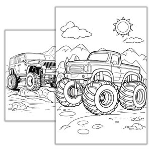 Monster Truck Coloring Page – Printable Kids Activity, Big Wheels, Fun ...