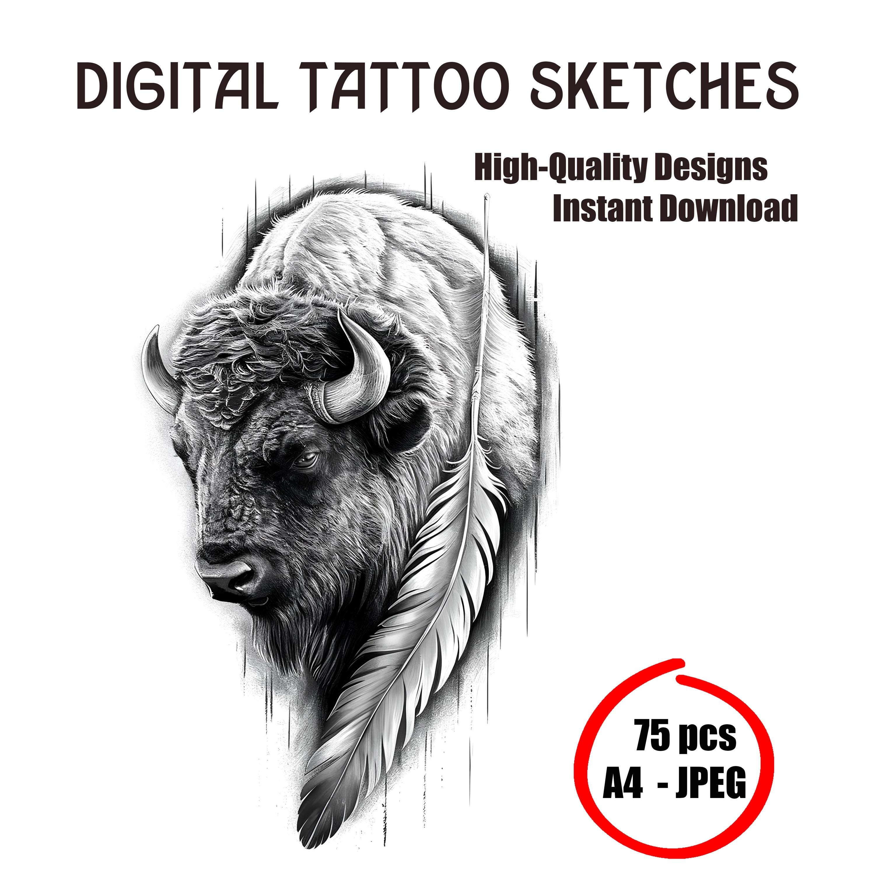 American bison tattoo - Bronctattooaus.com
