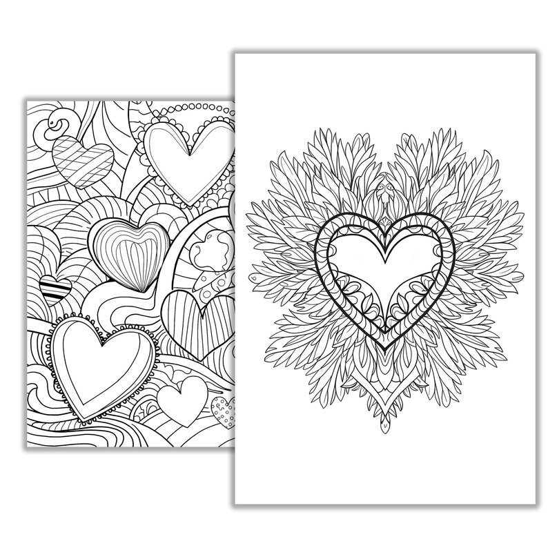 Heart Coloring Page | Printable Heart Design for Relaxing and Creative ...