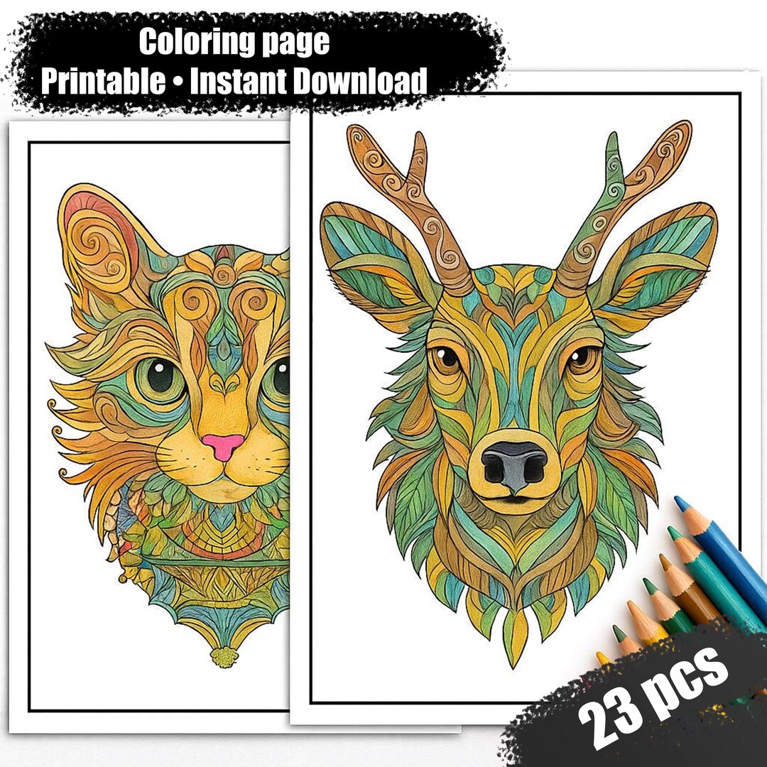 Mandala Animal Coloring Pages | Stress Relief Printable Art | Adult ...