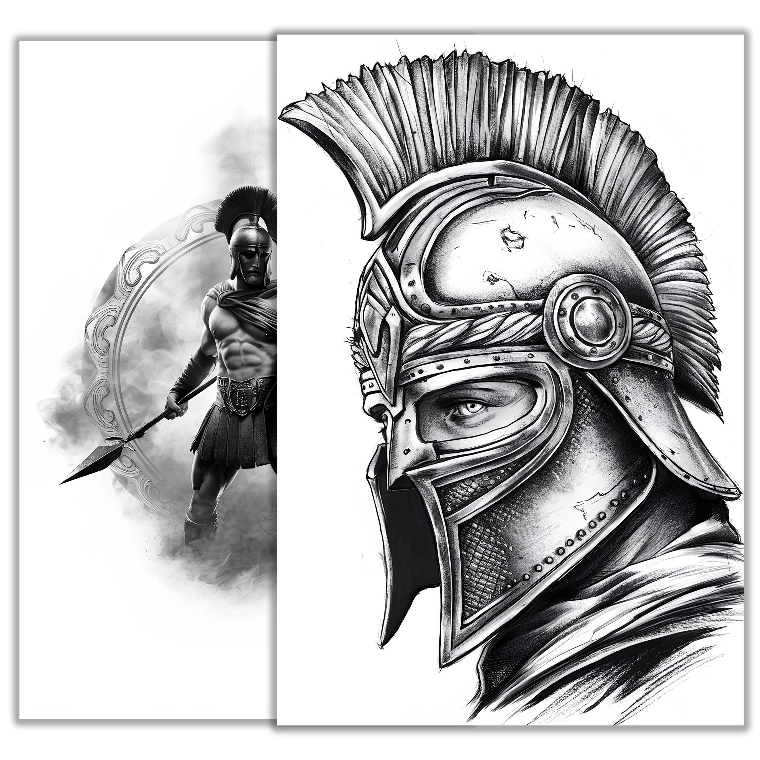 Spartan Tattoo Sketches | Ancient Warrior Helmet Designs | Greek ...