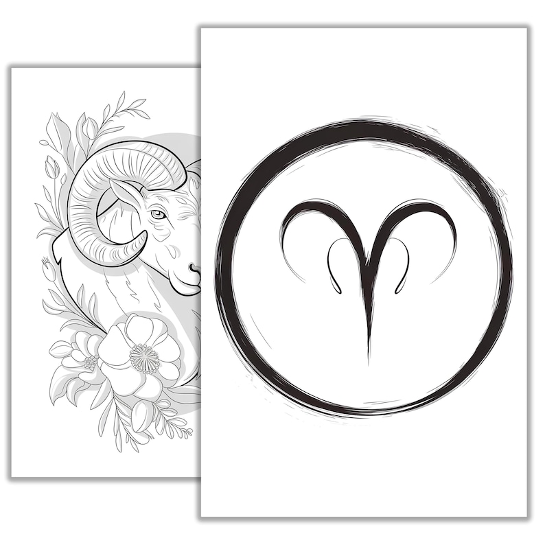Aries Tattoo Sketch Bold Zodiac Sign Design for Ink Inspiration - Etsy