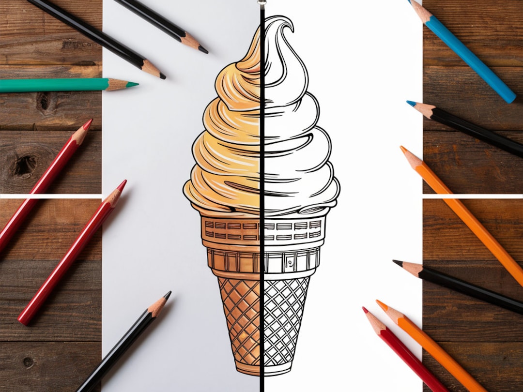 Ice Cream Coloring Page Printable Sweet Treats for Kids & Adults - Etsy