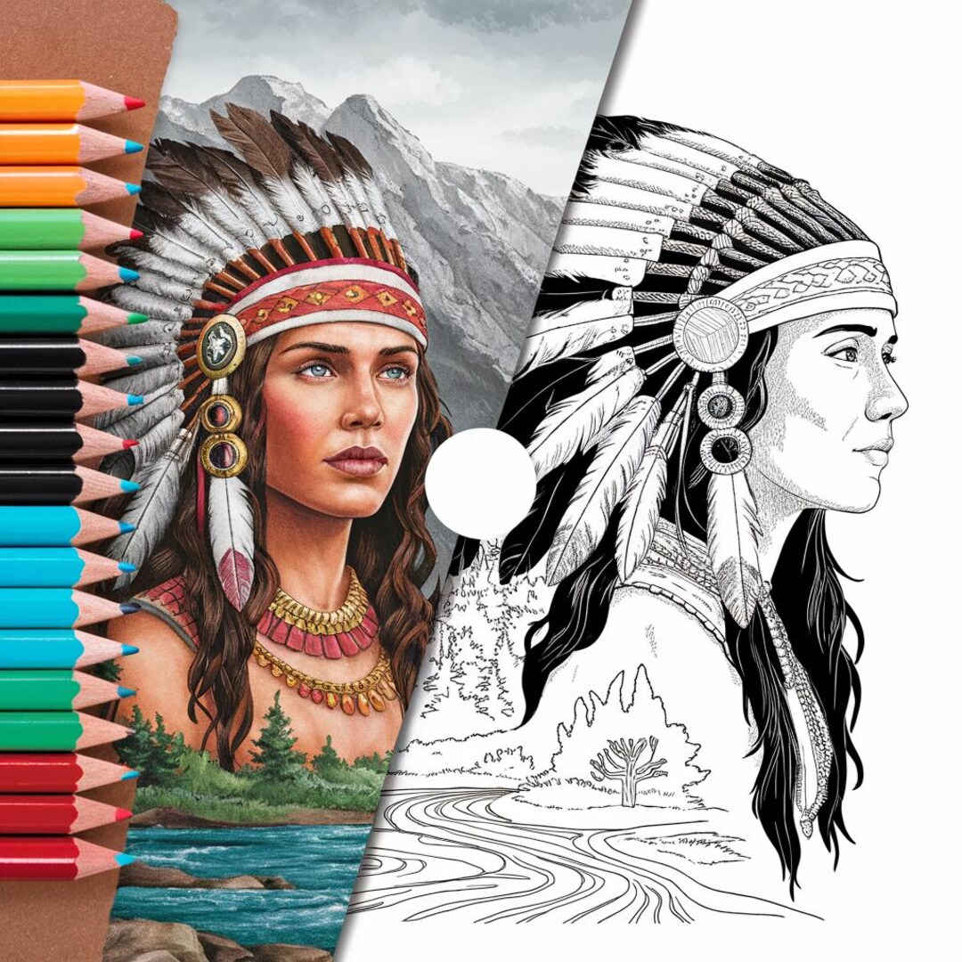 Native American Woman Coloring Page – Beautiful and Cultural Printable ...