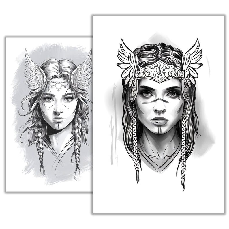 Valkyrie Tattoo Sketch Powerful and Mythical Custom Ink Design - Etsy