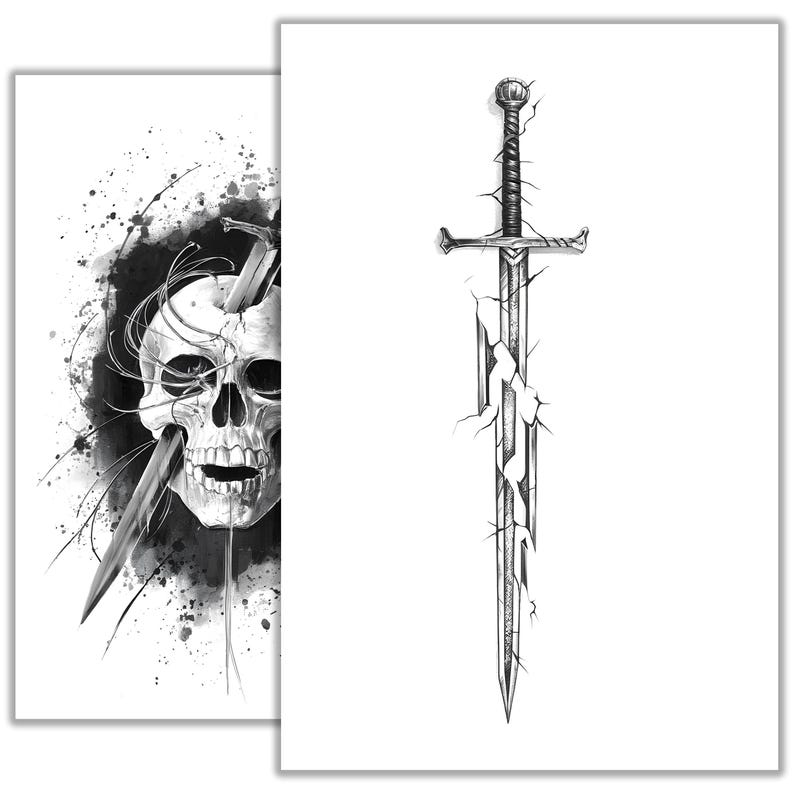 Sword Tattoo Sketch - Edgy & Detailed Design for Tattoo Enthusiasts ...