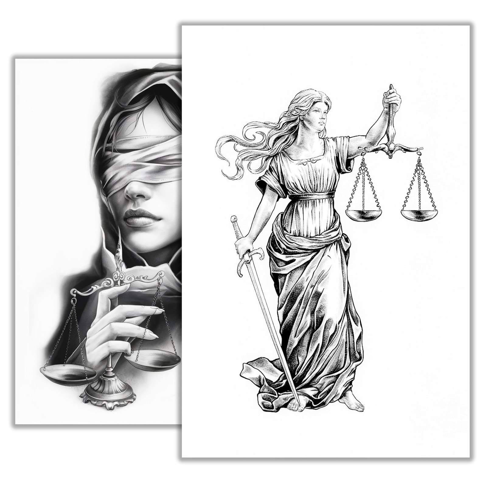 Themis Justice Tattoo Sketch - Goddess of Justice Line Art Design ...