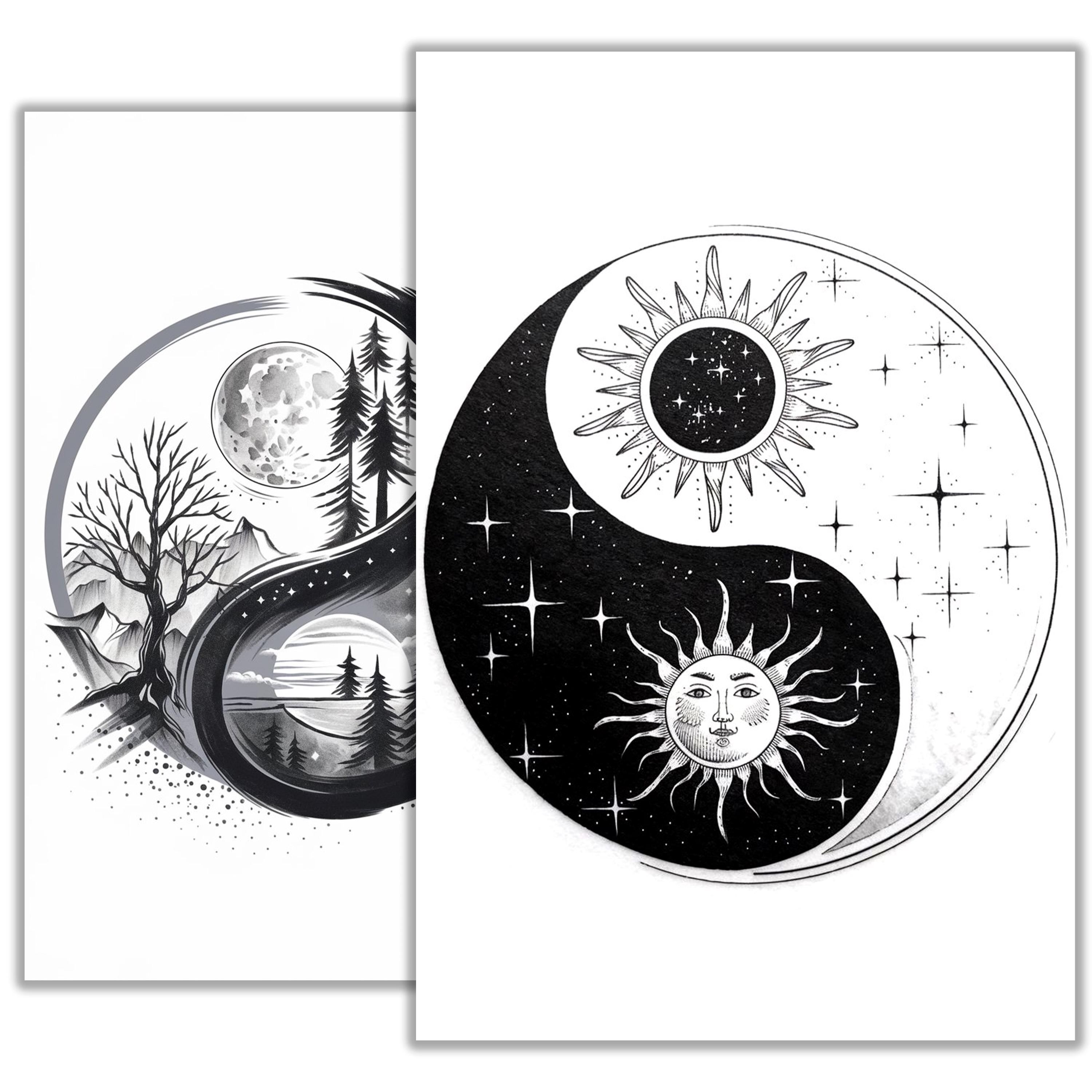 Yin Yang Tattoo Sketch - Unique Balance Symbol Design for Ink Art ...