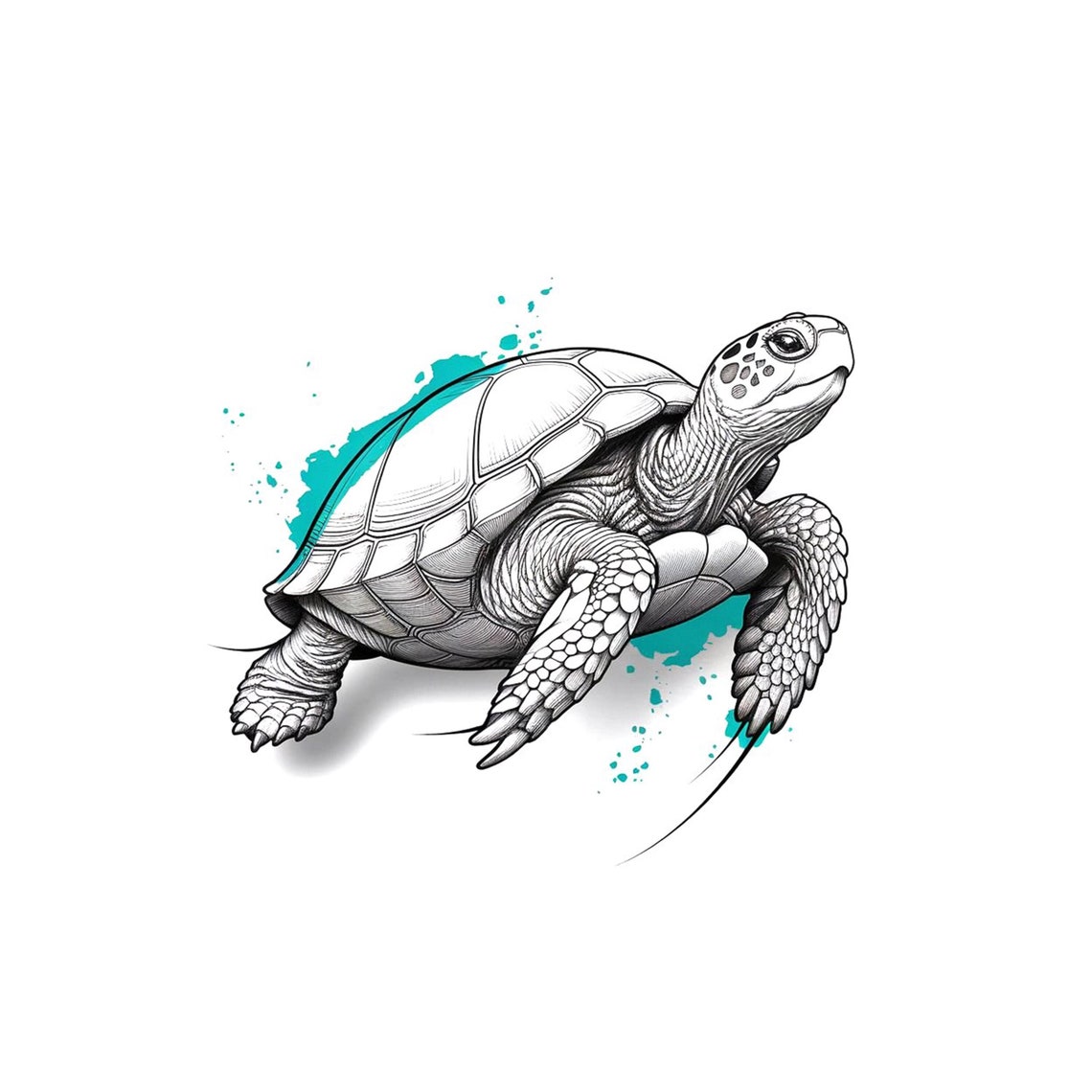 Turtle Sketch Tattoo Design - Unique and Detailed Turtle Tattoo Art - Etsy