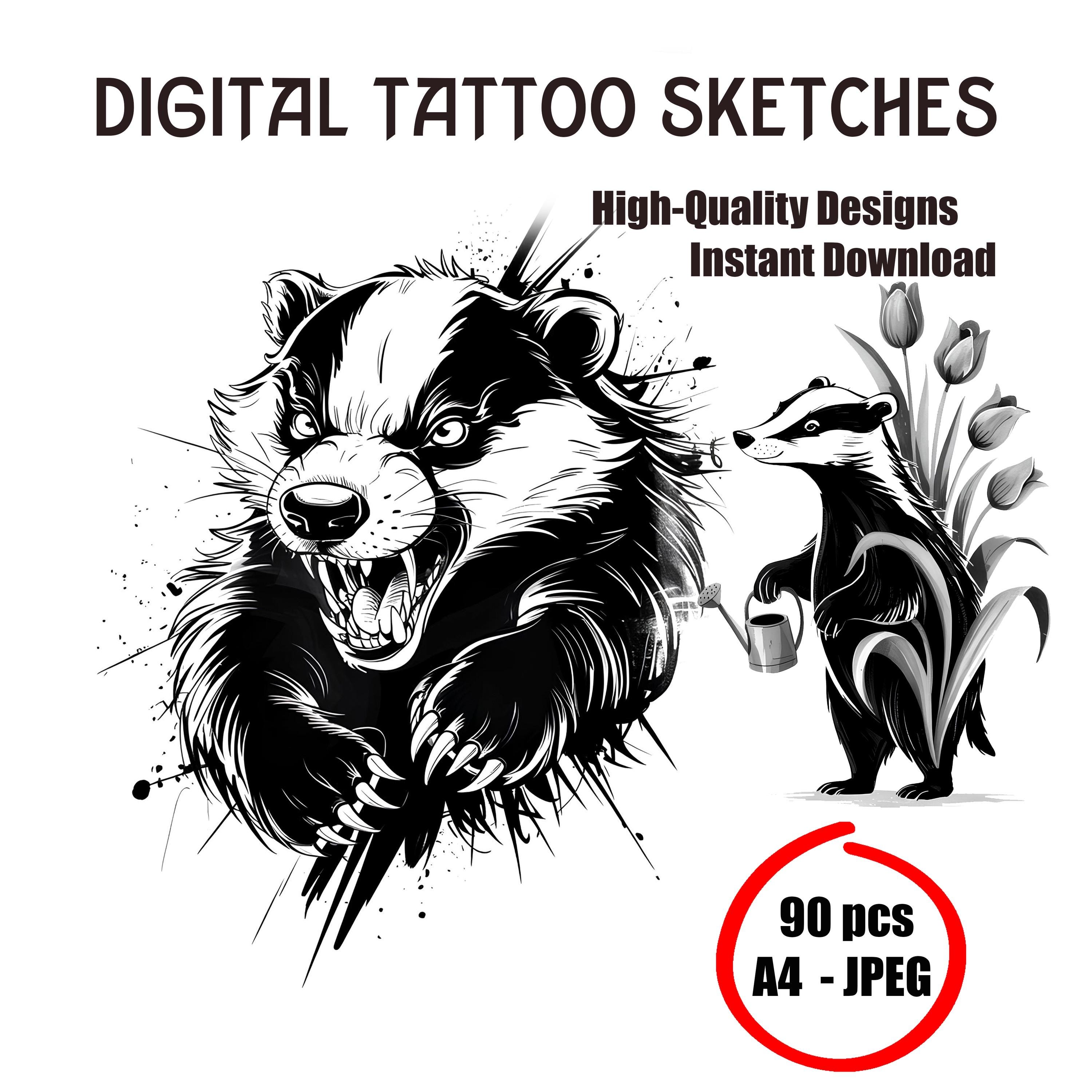 Tribal honey badger tattoo - Bronctattooaus.com