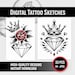 Diamond Tattoo Sketch – Black and White Line Art Gem Design, Fine Line ...