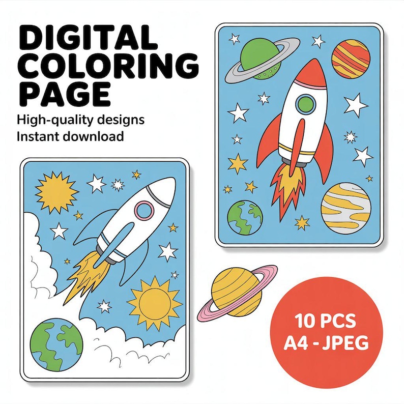 Cartoon Space Coloring Page – Printable Outer Space Astronaut and ...