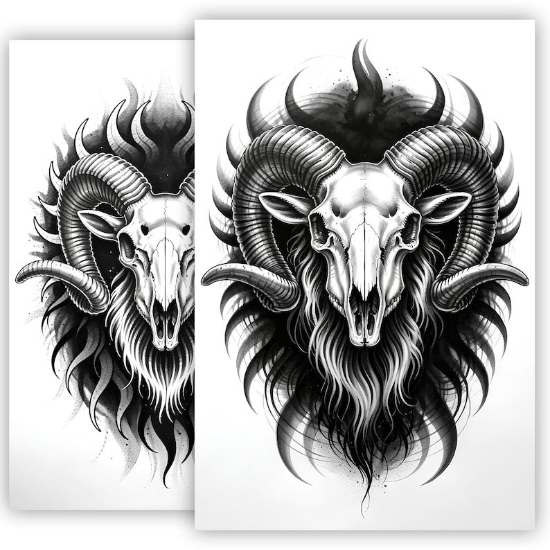 Baphomet Tattoo Sketch – Occult Symbol Design, Mystic Line Art ...