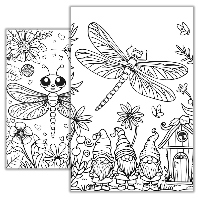 Dragonfly Coloring Page - Intricate and Detailed Nature-inspired ...