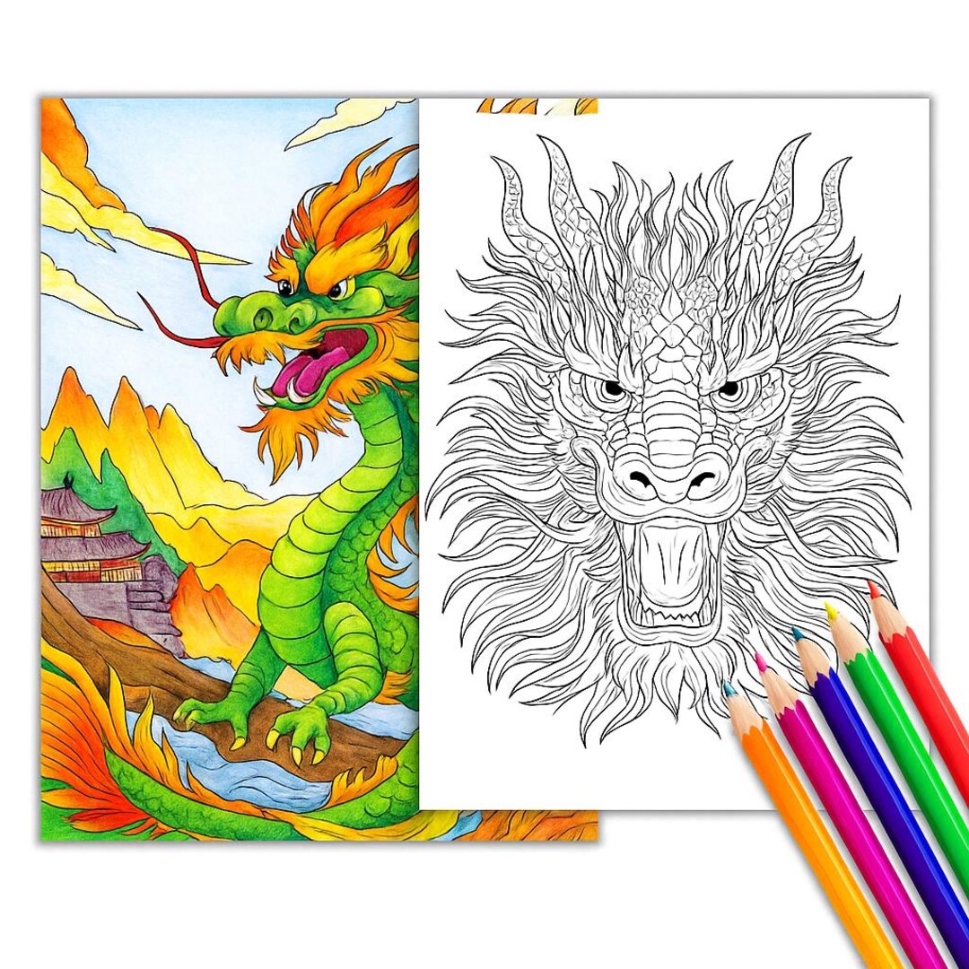 Dragon Coloring Page – Printable Fantasy Creature Coloring Sheet for ...