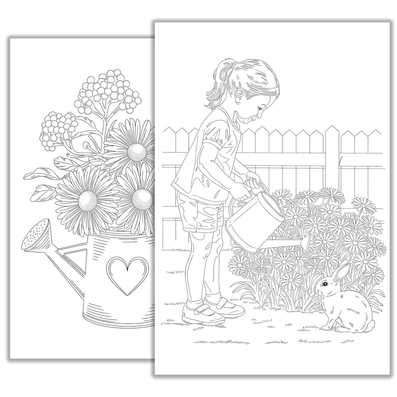 Watering Can Coloring Page | Printable Garden Tool Art for Kids ...