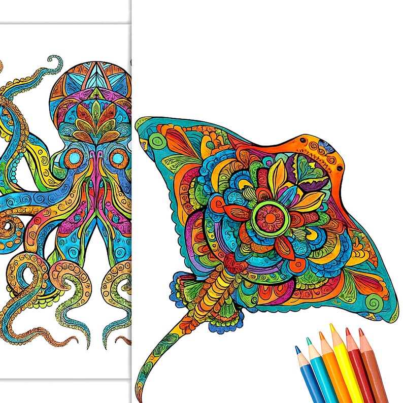 Sea Creatures Mandala Coloring Page – Printable Ocean Animal Coloring ...