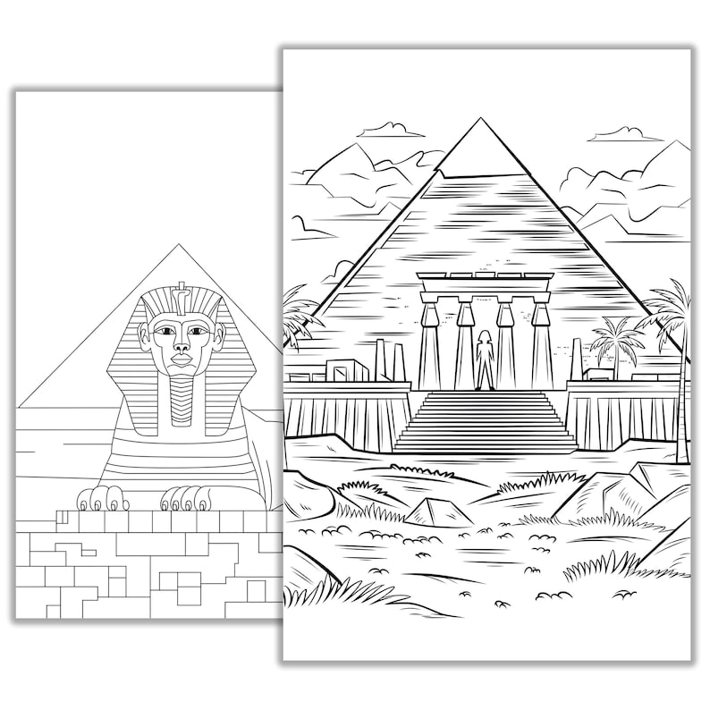 Ancient Pyramid Coloring Page – Egypt Printable for Kids & Adults, Fun ...