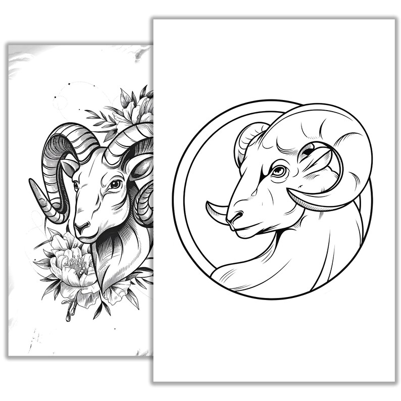 Aries Tattoo Sketch – Bold Zodiac Sign Design for Ink Inspiration - Etsy