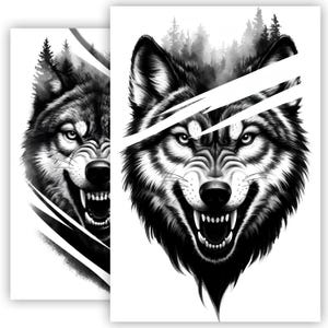 Wolf Tattoo Sketch 2 – Lone Wolf Fine Line Design, Nature & Wildlife ...