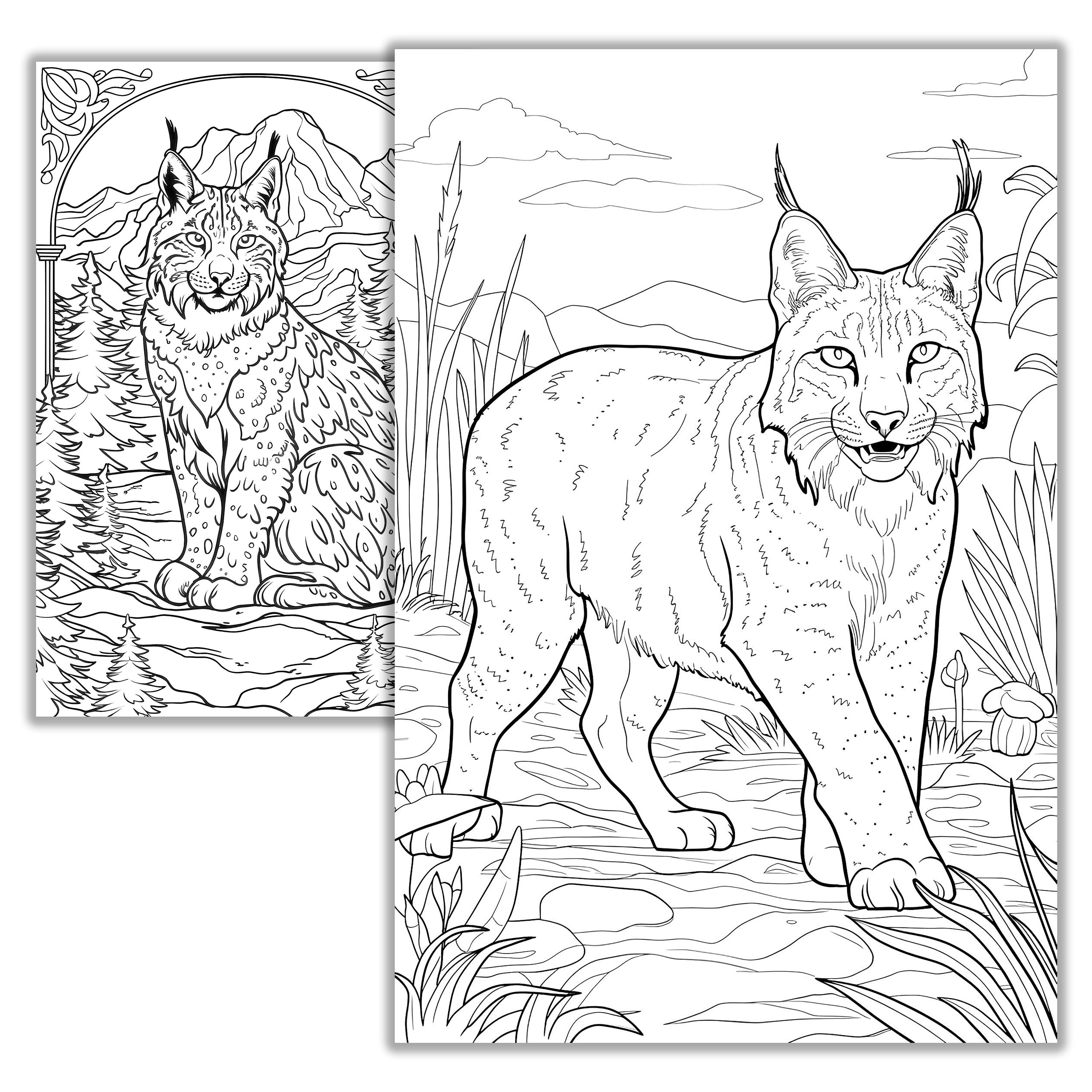 Lynx Coloring Pages | Printable Wildcat Art for Kids & Adults - Etsy