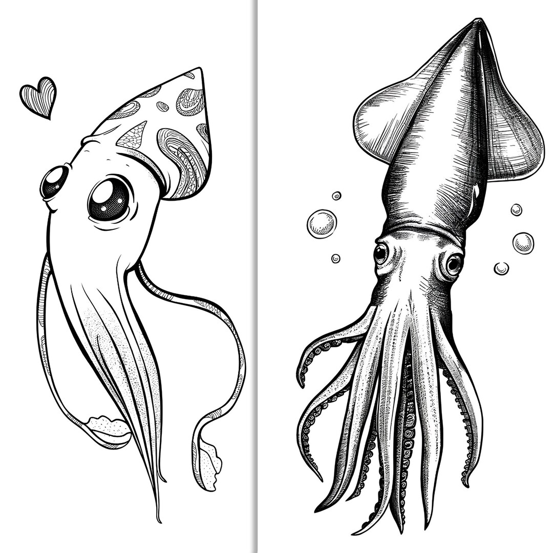 Squid Tattoo Sketch - Ocean Creature Design for Sea Lovers ...