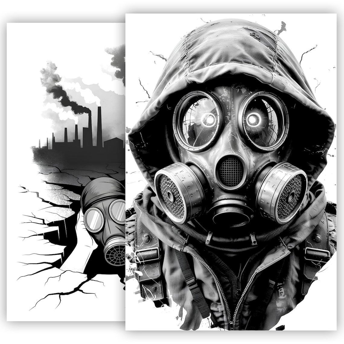 Gas Mask Tattoo Sketch – Post-apocalyptic Illustration, Dark Edgy Ink ...