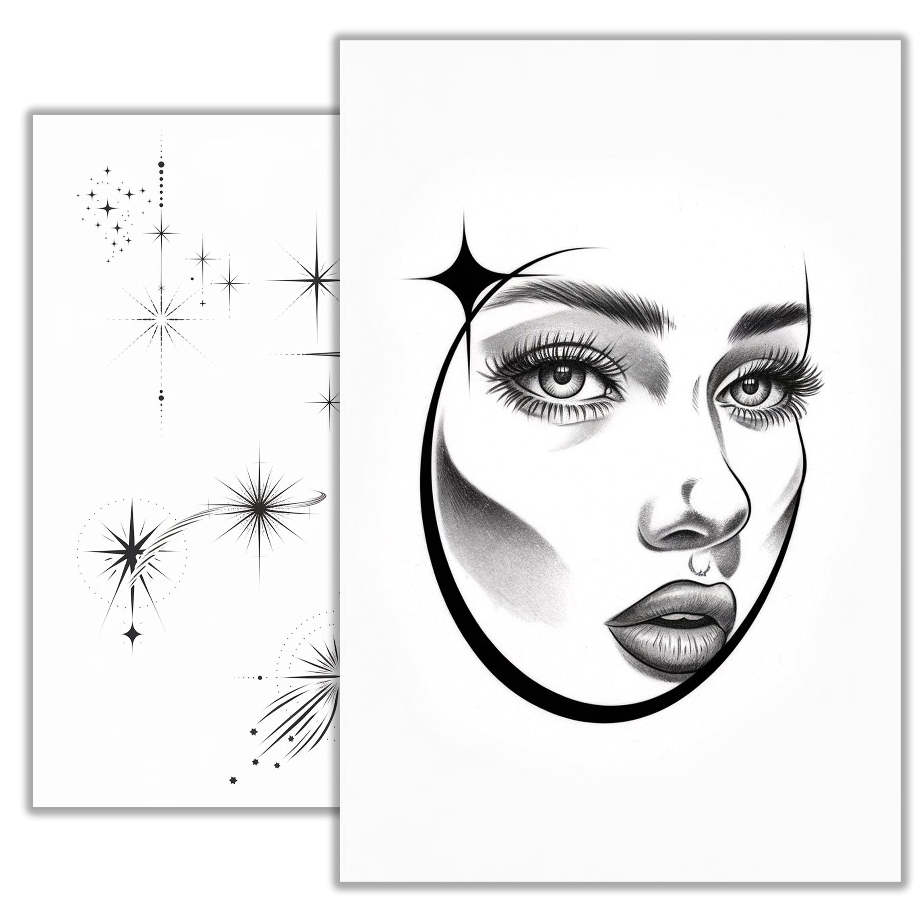 Star Tattoo Sketch - Celestial Line Art Design - Minimalist Star Flash ...