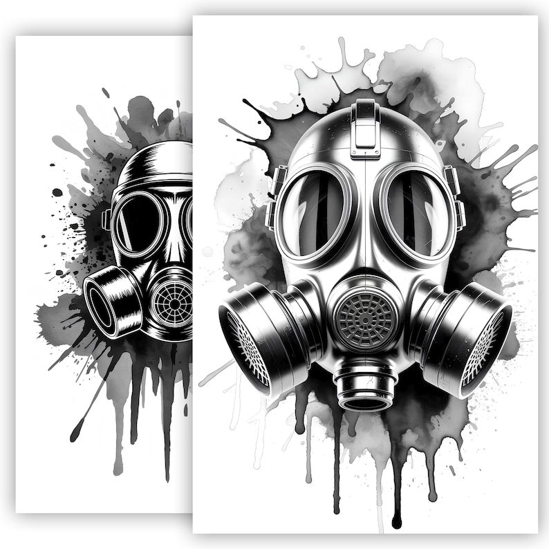 Gas Mask Tattoo Sketch – Post-apocalyptic Illustration, Dark Edgy Ink ...