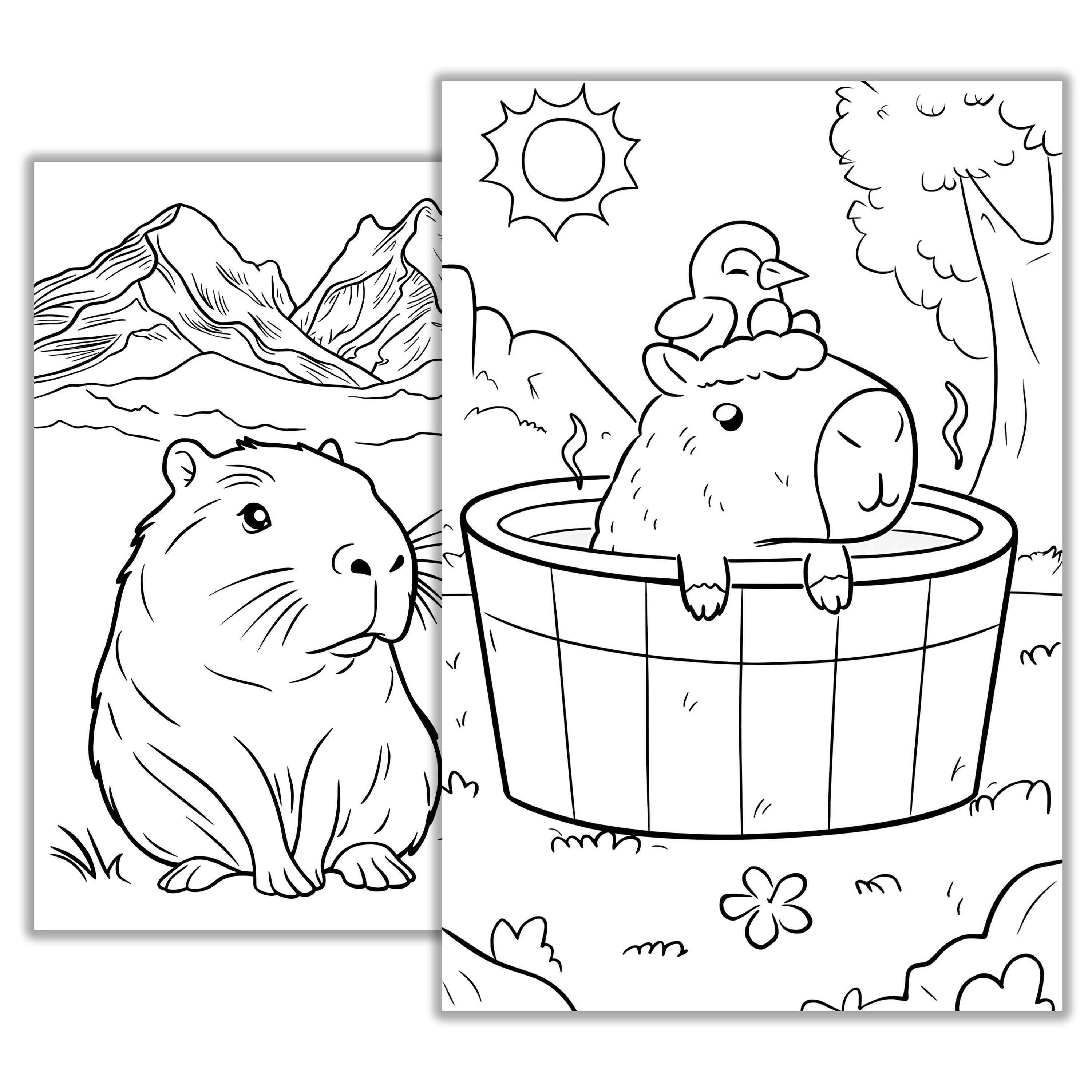 Capybara Coloring Pages – Cute Printable Animal Coloring Sheets for ...