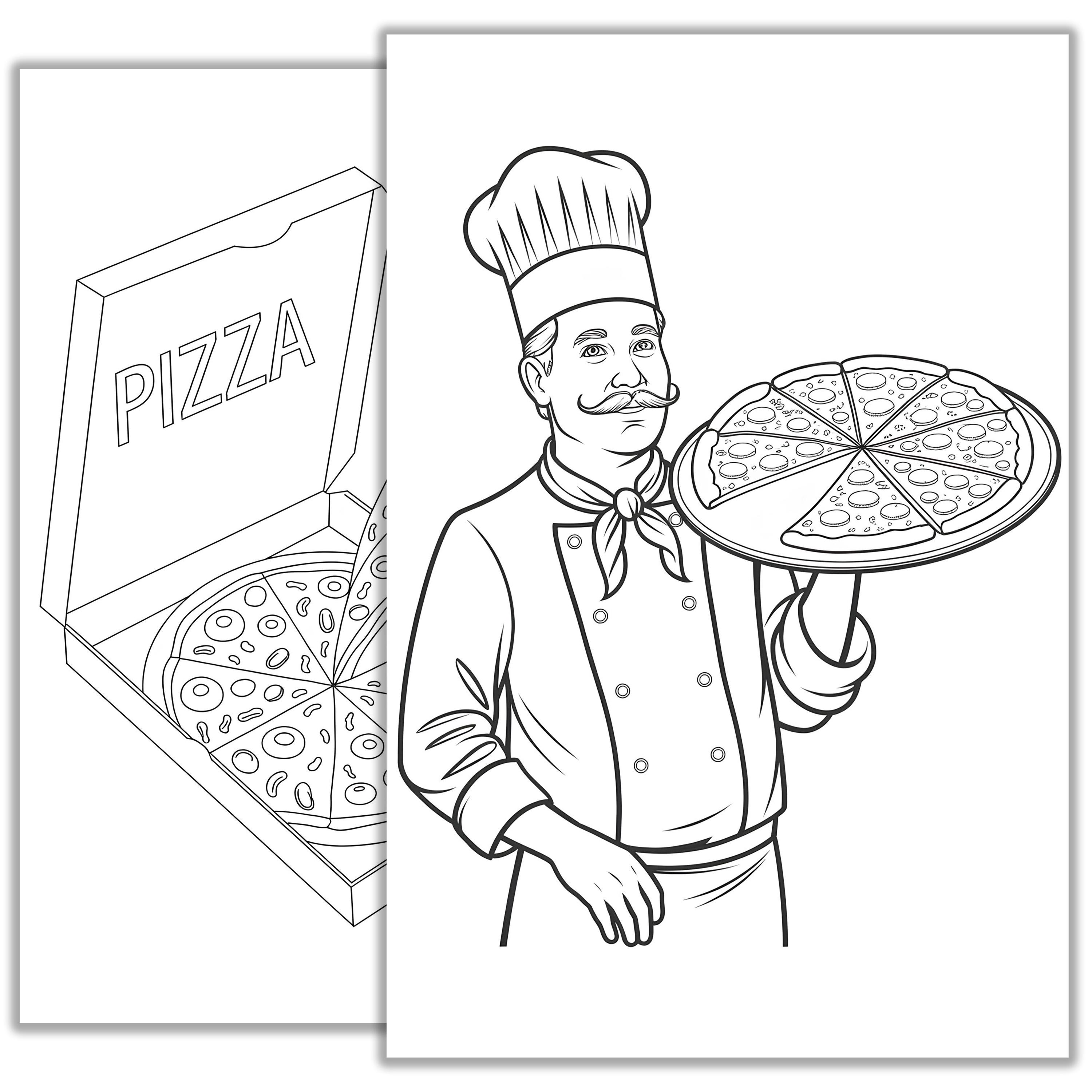 Pizza Coloring Page Fun Printable Food Coloring Sheet for Kids & Adults ...