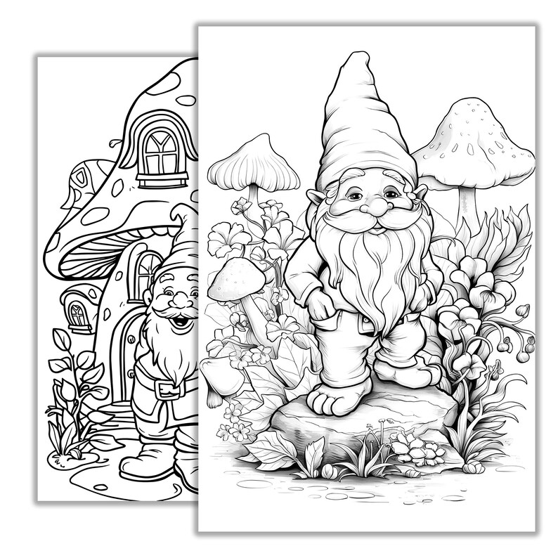 Gnome Coloring Pages – Cute Printable Sheets for Kids & Adults ...