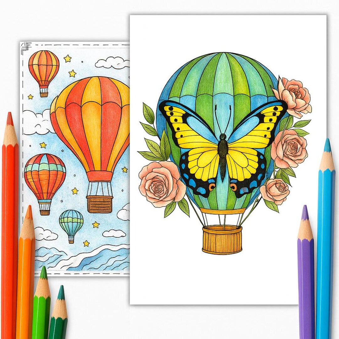 Hot Air Balloon Coloring Pages – Fun & Whimsical Printable Designs ...