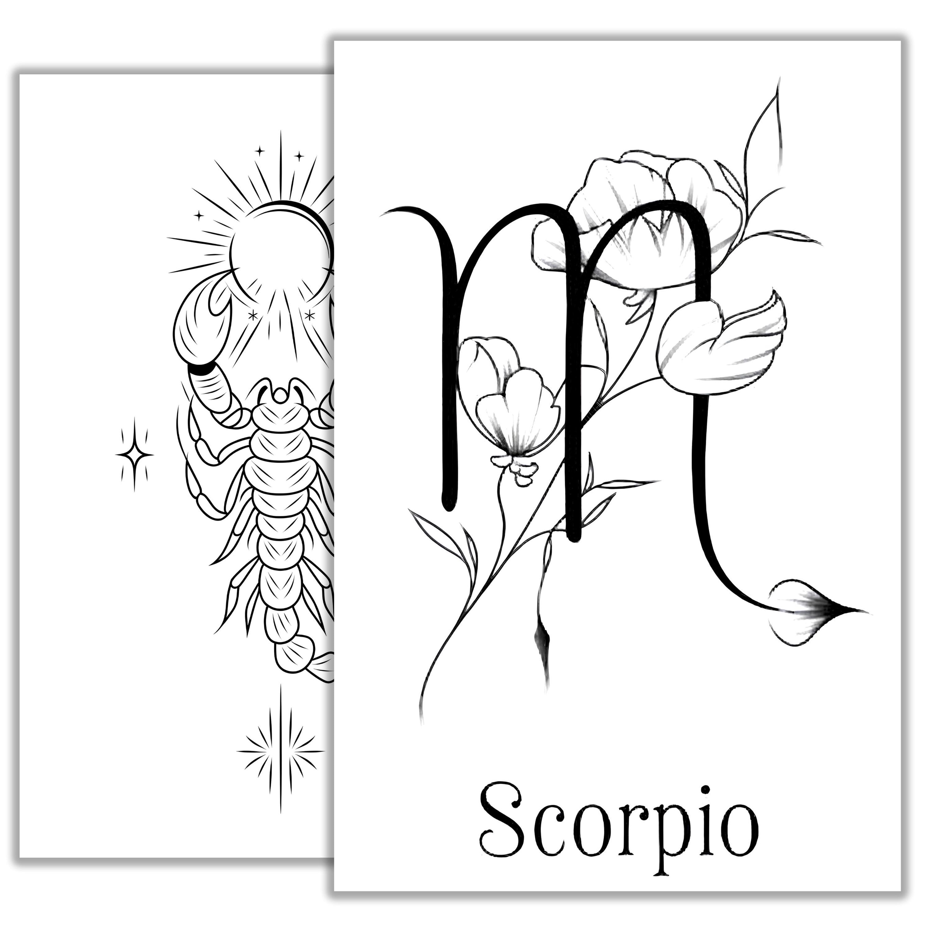 Scorpio Zodiac Sign Tattoo Sketch | Astrological Tattoo Design ...