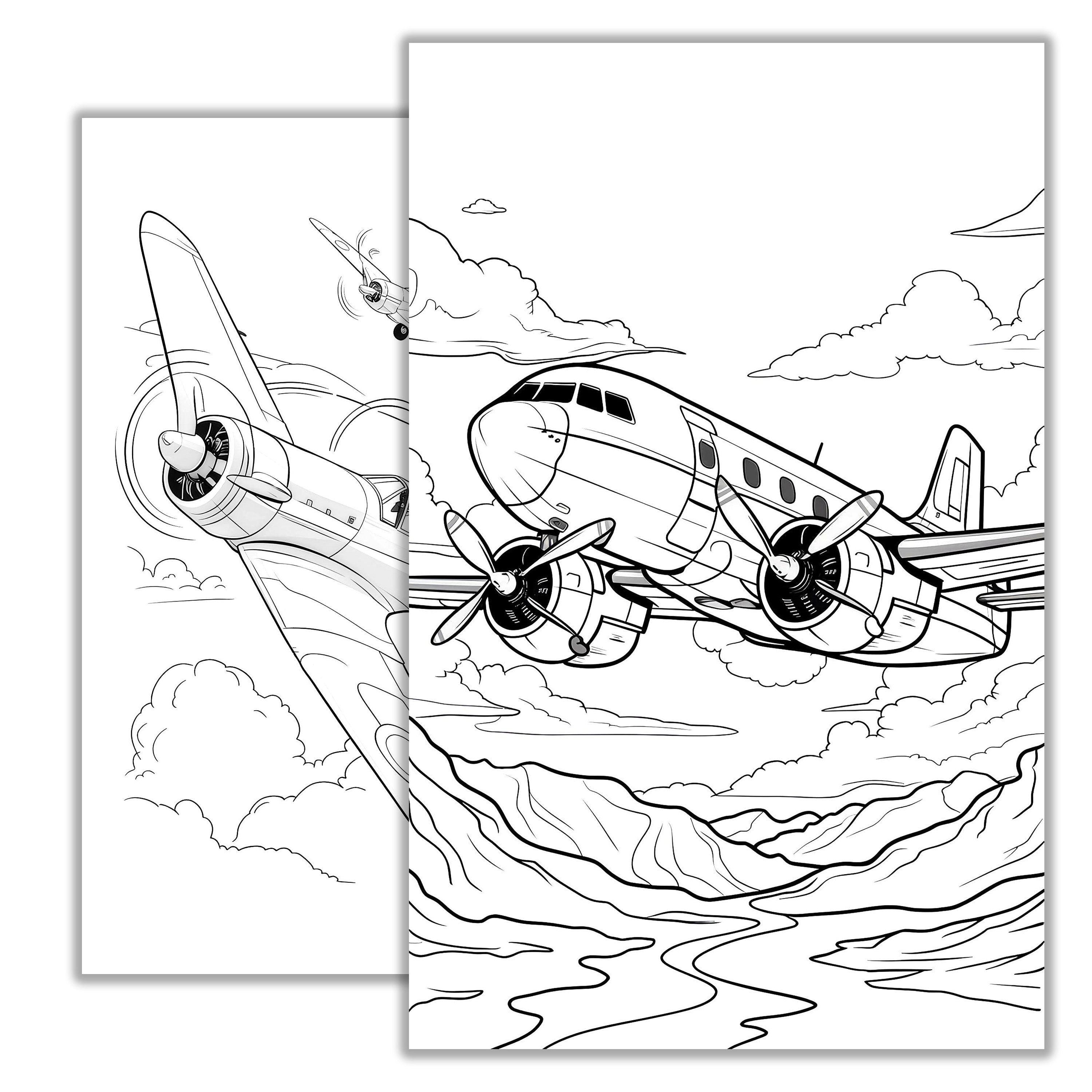 Airplane Coloring Pages - Printable Aviation Fun for Kids & Adults ...