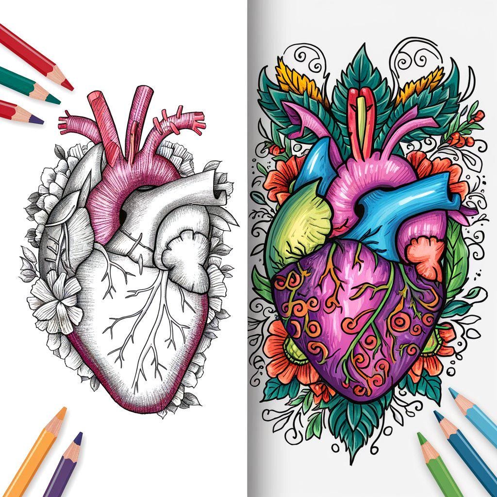 Heart Coloring Page - Printable Love-themed Design for Kids & Adults ...
